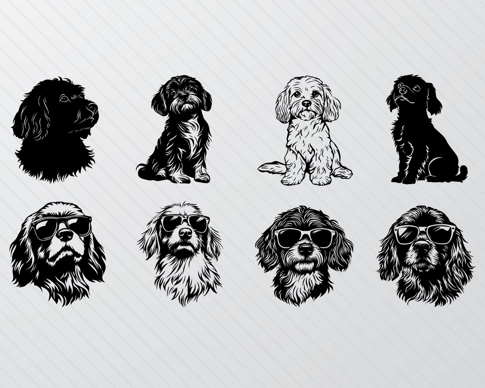 Cavapoo Dog Silhouette: SVG, PNG Clipart Bundle - Etsy