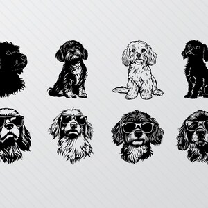 Cavapoo Dog Silhouette: SVG, PNG Clipart Bundle - Etsy