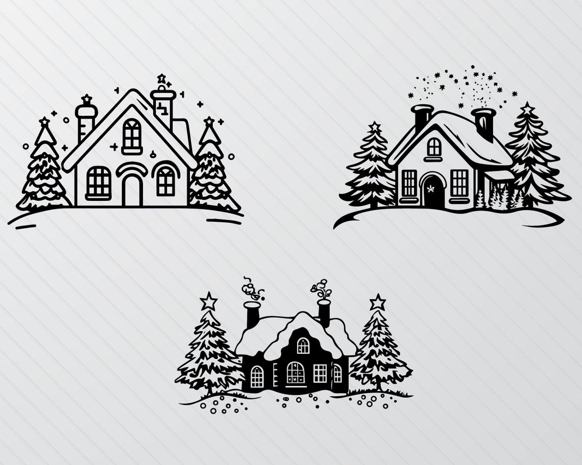 Christmas House SVG Bundle: Winter Village Clipart (digital Download ...
