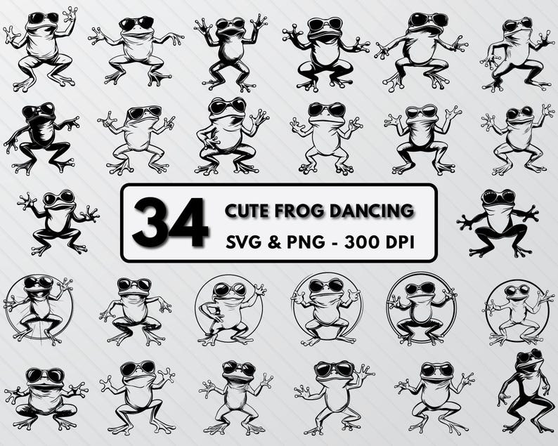 Cute Frog Dancing Svg Bundle, Cute Frog Dancing Silhouette, Funny ...