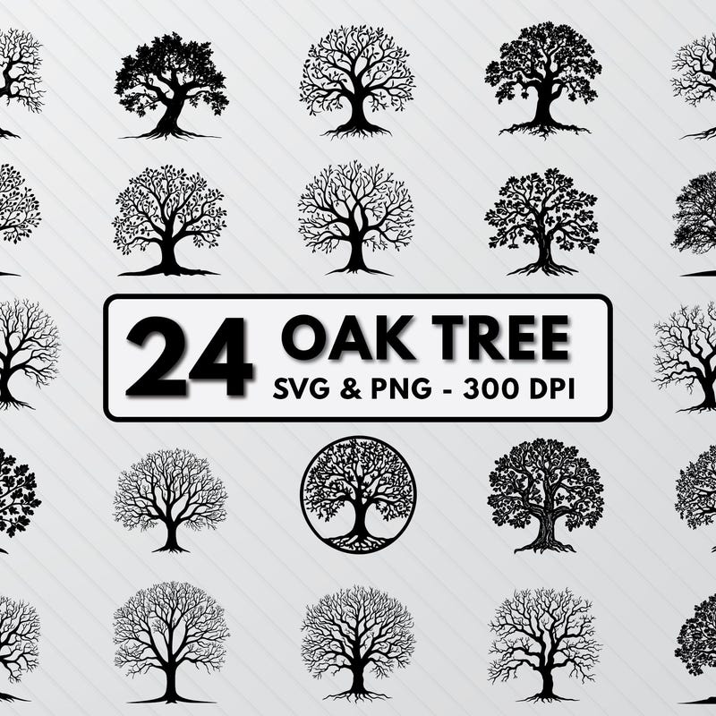 Oak Tree Svg - Etsy