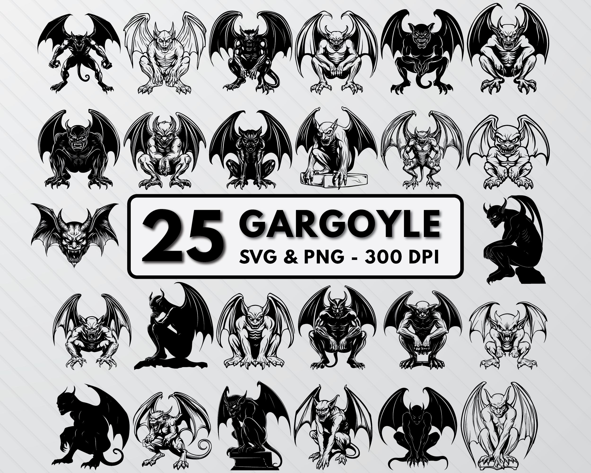 Gargoyle Svg Bundle, Gargoyle Silhouette, Gargoyle Clipart, Outlines ...