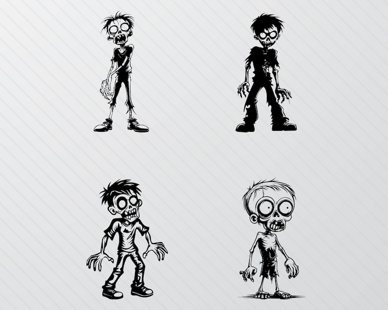 Cartoon Zombie Svg Bundle, Cartoon Ghost Child Silhouette Cut Files for ...