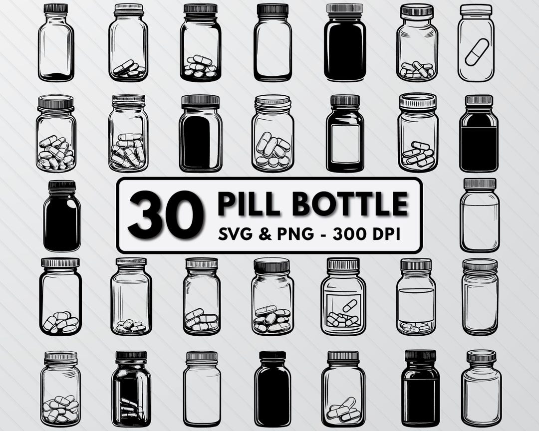 Pill Bottle Svg Bundle, Pill Bottle Silhouette, Pill Bottle Clipart ...