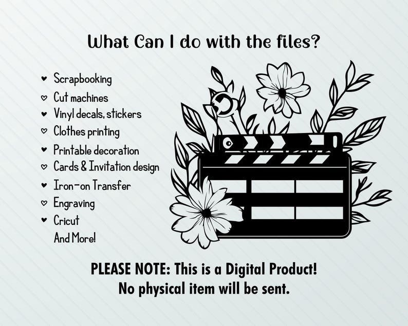 Movie Clapperboard SVG: Film Scene Clipart, Cricut Cut Files (digital ...
