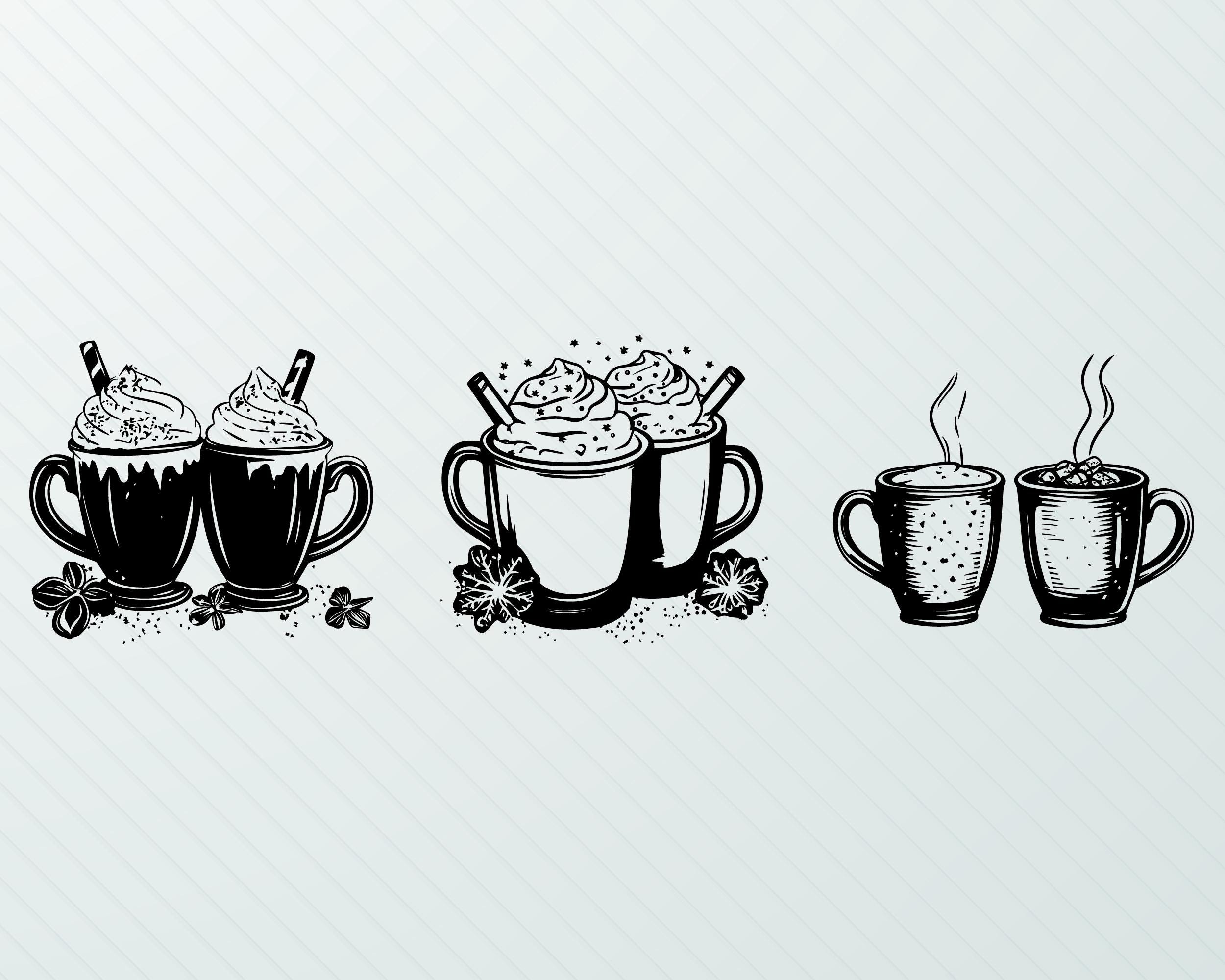 Hot Cocoa Mugs Clipart: Winter Drink Designs (SVG, PNG) - Etsy