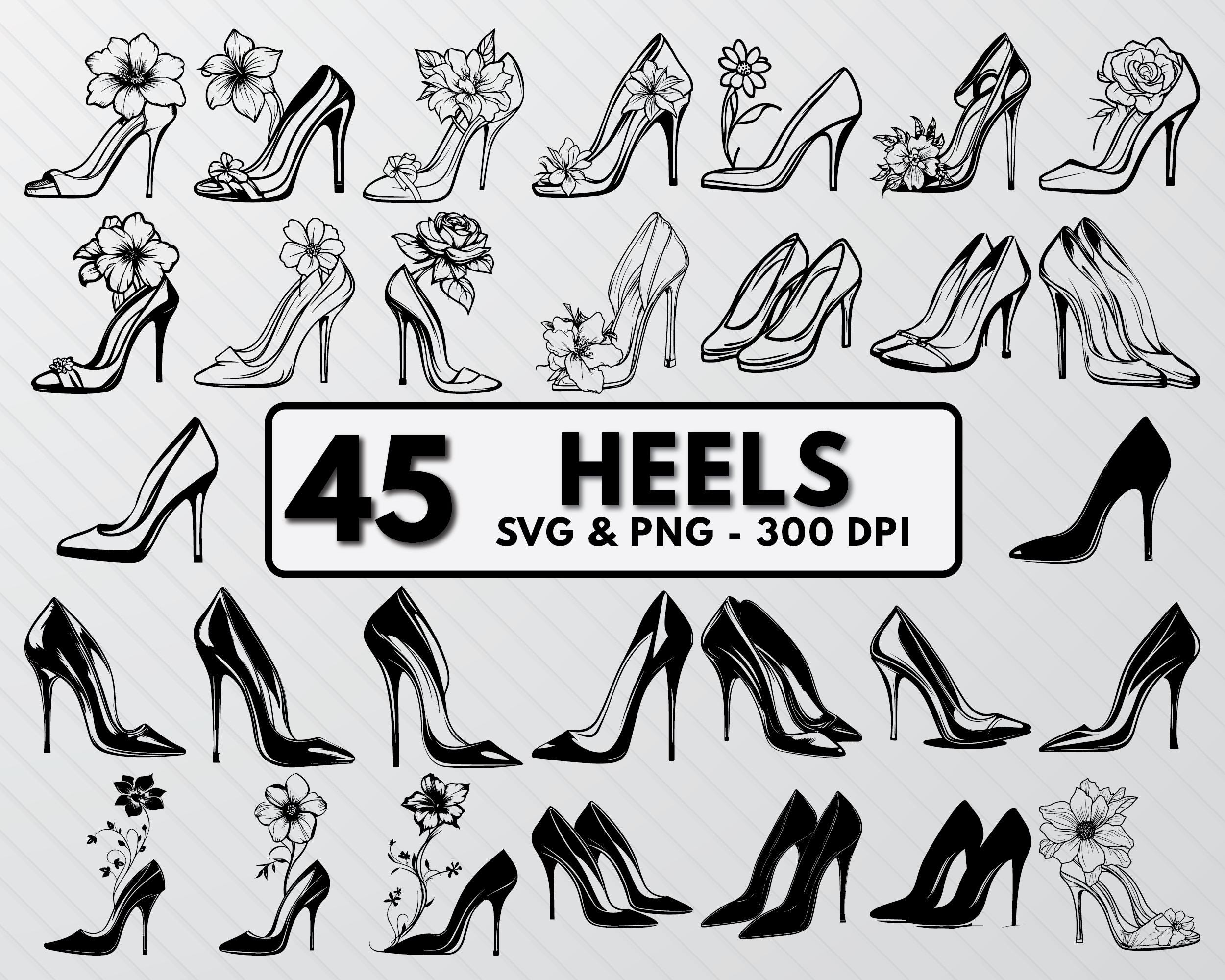 High Heels Silhouette SVG Bundle: Women's Shoe Outlines (PNG, Vector ...