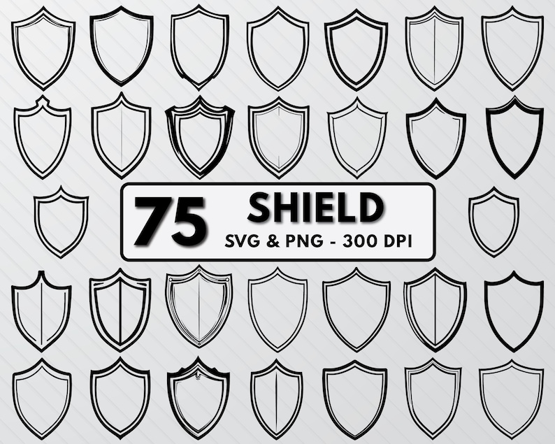 Shield Silhouette Svg, Shield Shape Svg Bundle Set, Shield Png, Shield ...