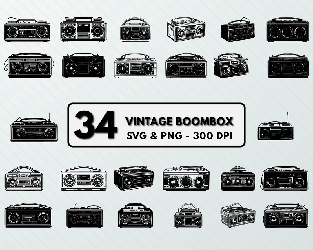 Vintage Boombox Svg Png Bundle, Vintage Boombox Silhouette, Vintage ...