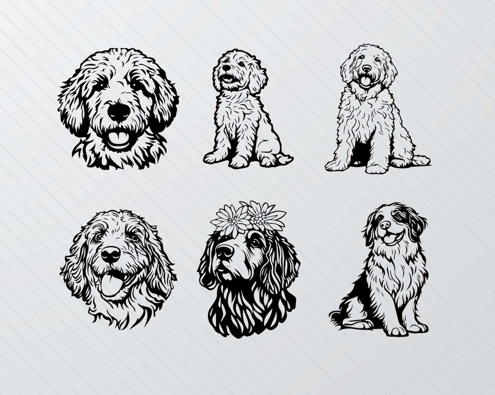 Bernedoodle Silhouette: Dog Breed Vector Art Bundle (SVG, PNG) - Etsy