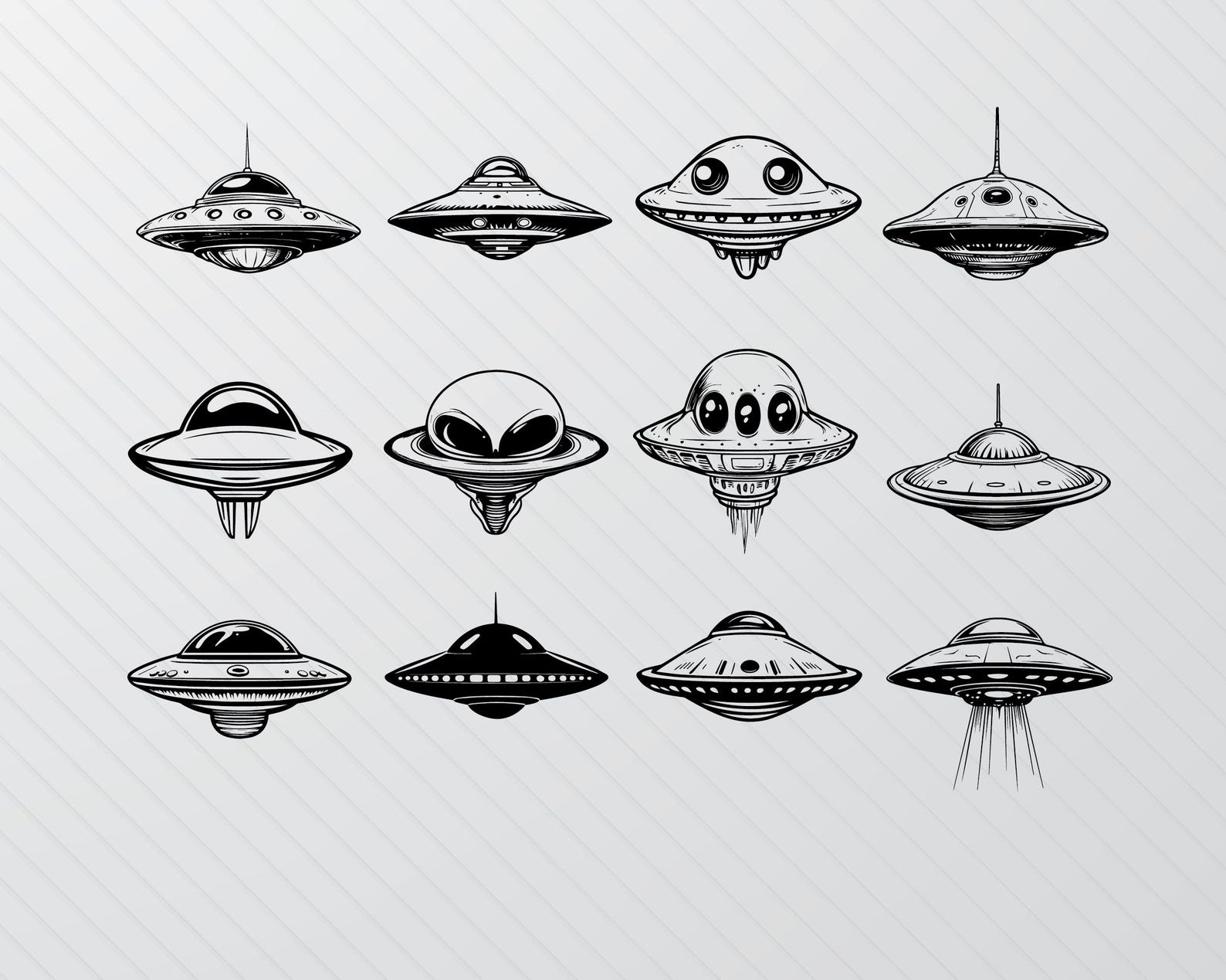 Alien UFO Silhouette, Alien Svg Bundle Cut File, Ufo Ship Clipart ...