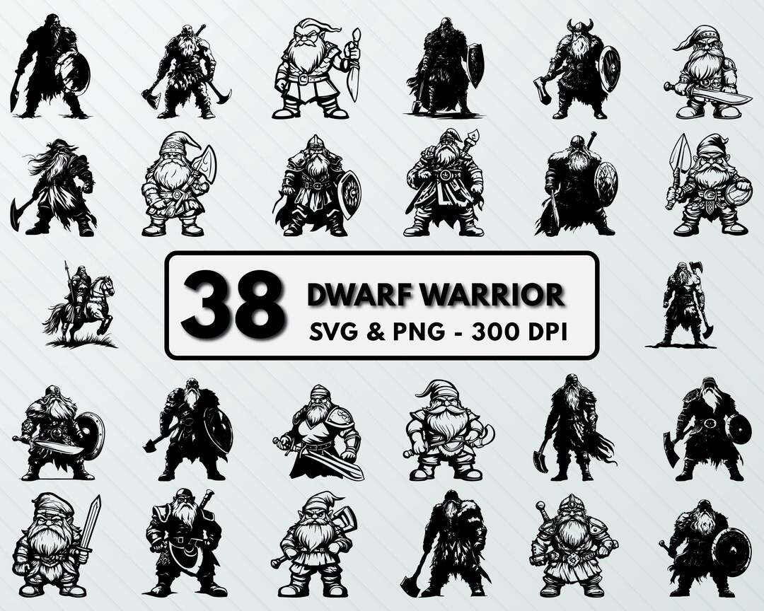 Dwarf Warrior Bundle Svg Png, Viking Clipart, Dwarf Warrior Silhouette ...