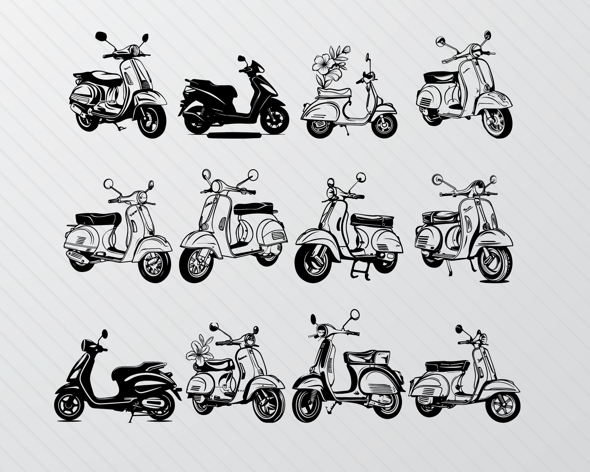 Scooter Silhouette, Scooter Svg Bundle Set, Scooter Clip Art Png ...