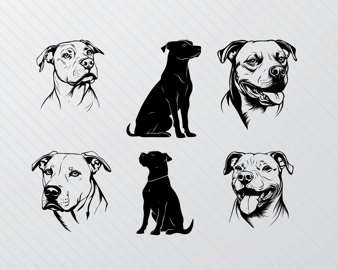 Staffy Dog SVG Bundle: Silhouette Clipart, Decal Cut Files (PNG) - Etsy