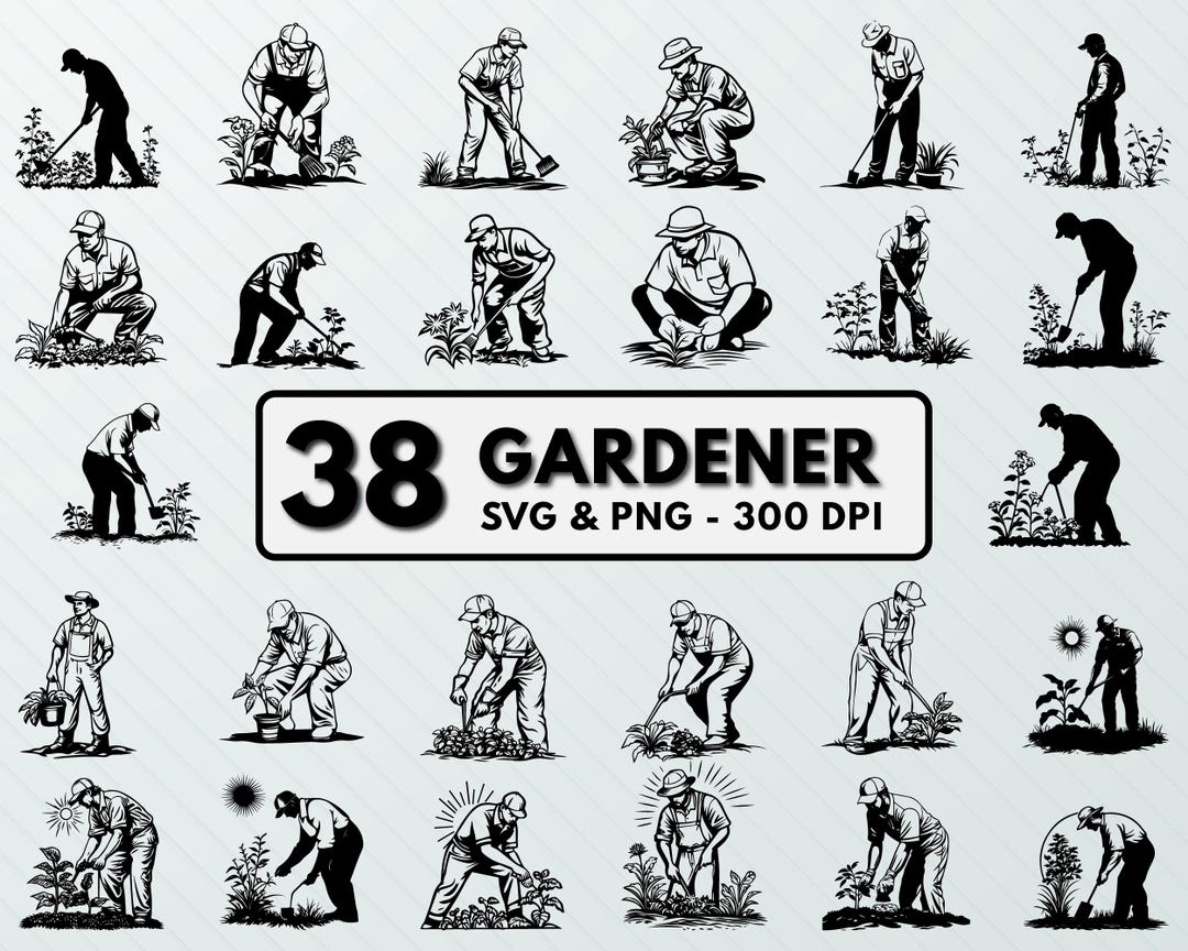 Gardener Svg Png, Gardener Clipart, Gardener Silhouette, Gardening ...