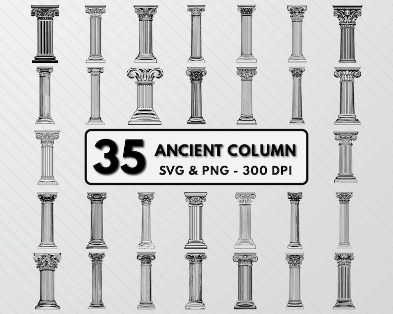 Ancient Column Svg Bundle, Ancient Column Silhouette, Ancient Column ...