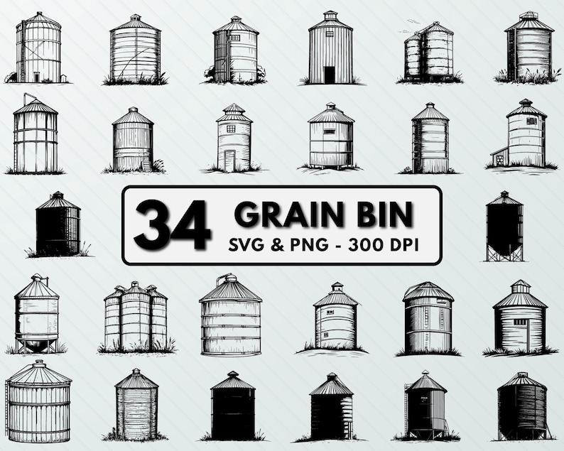Grain Bin Silhouette, Grain Bin SVG, Grain Bin PNG, Grain Bin Cut Files ...
