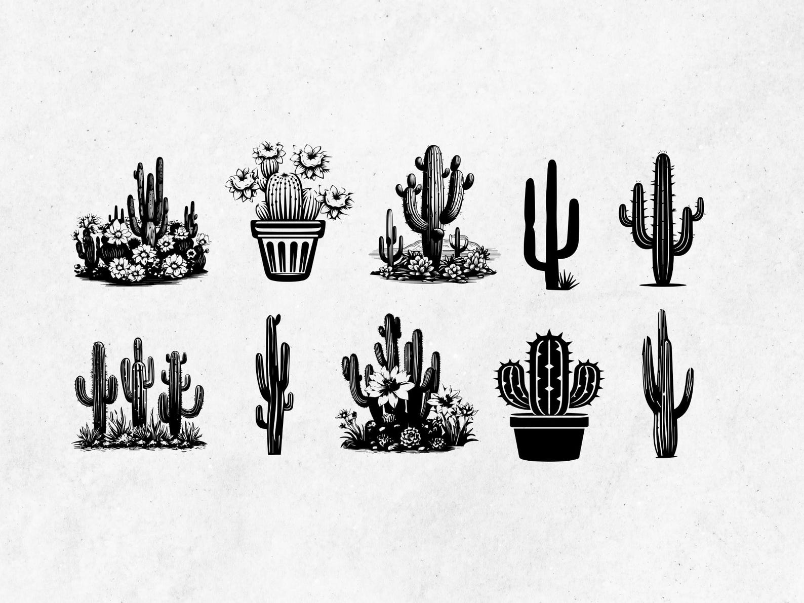 Cactus Svg Bundle, Cactus Silhouette, Cactus Clipart Png, Cactus ...