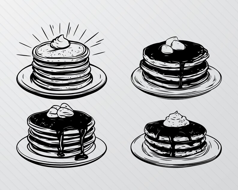 Pancake SVG Bundle: Clipart Silhouette PNG, Cricut Cut File - Etsy ...