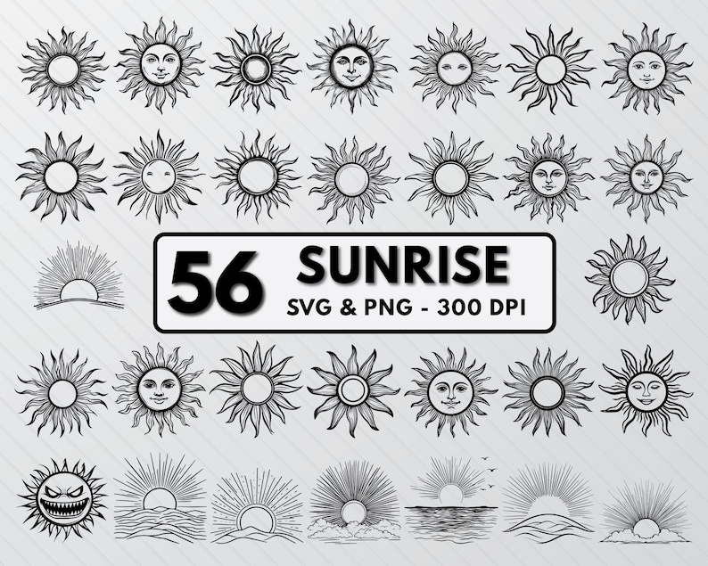 Sun Silhouette Svg Cut File, Suns Svg Bundle, Sun Clipart, Sun Png ...