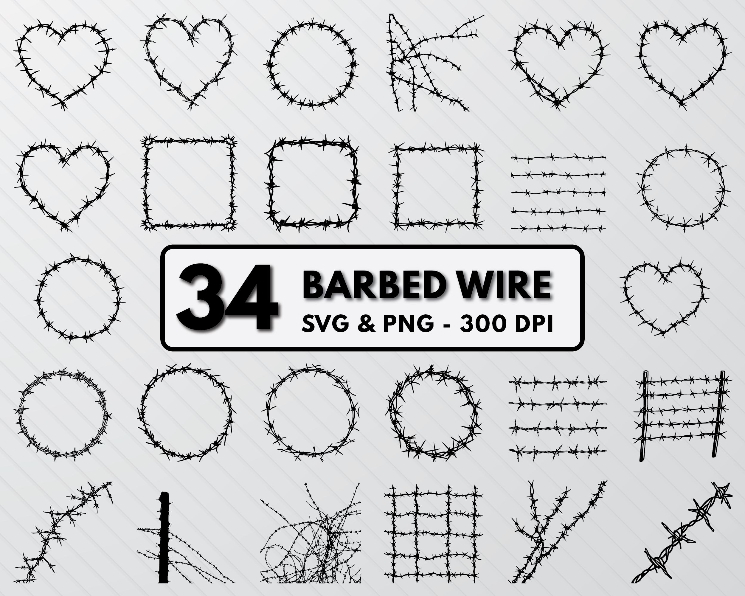 Barbed Wire Svg Bundle, Barbed Wire Silhouette Png, Heart Barbed Wire ...
