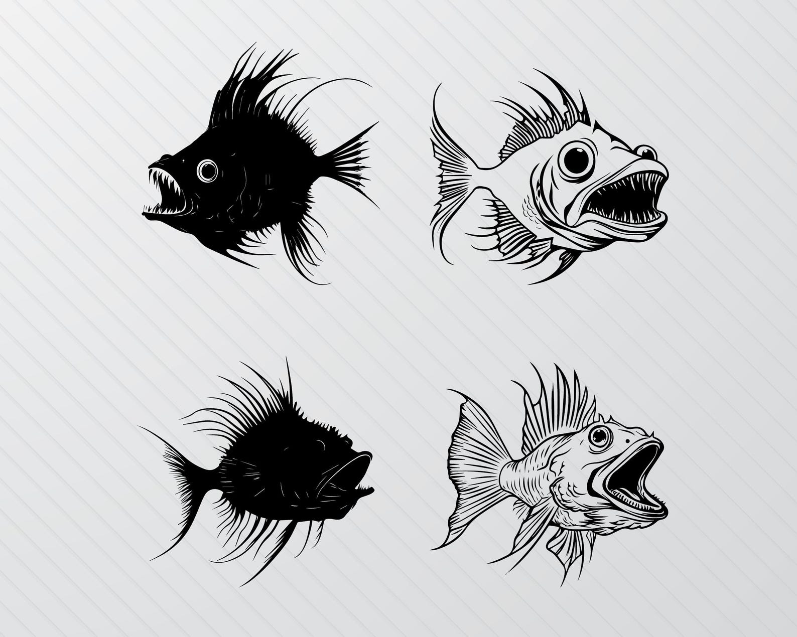 Anglerfish Svg Bundle, Anglerfish Silhouette Png, Anglerfish Vector Art ...