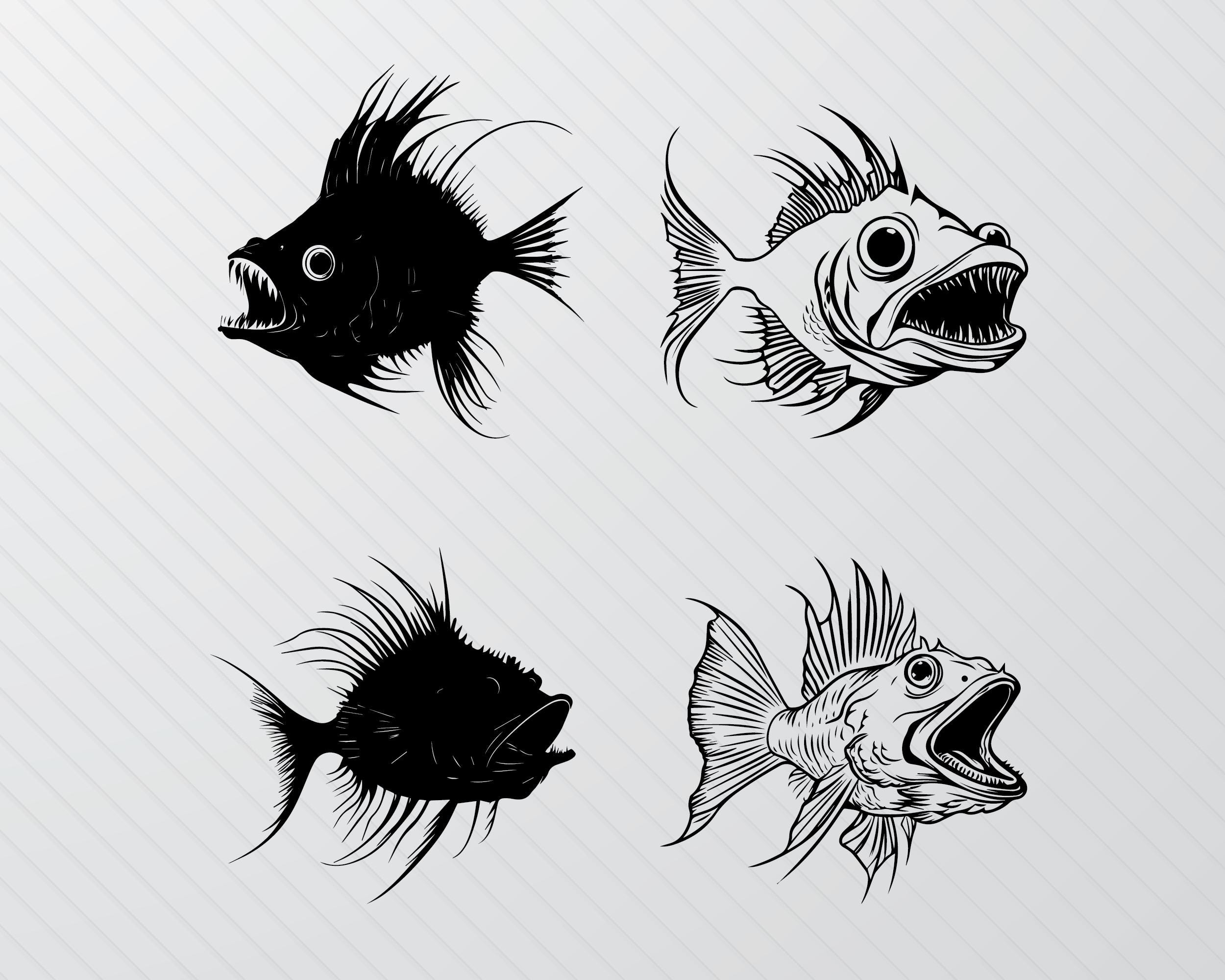 Anglerfish Svg Bundle, Anglerfish Silhouette Png, Anglerfish Vector Art ...