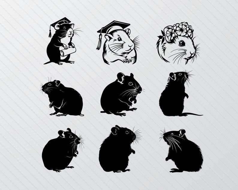 Hamster Silhouette Svg, Hamster Svg Cut File, Hamster Clipart, Hamster ...