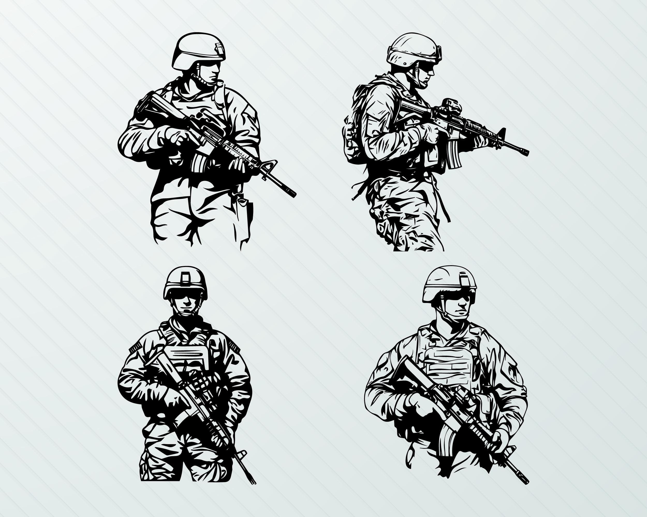 Army Svg Png, Military Army Clipart, Solder Silhouette, Decal, Military ...
