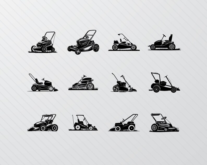 Lawn Mower Silhouette SVG Bundle: Clipart, Decal, Outline (PNG) - Etsy
