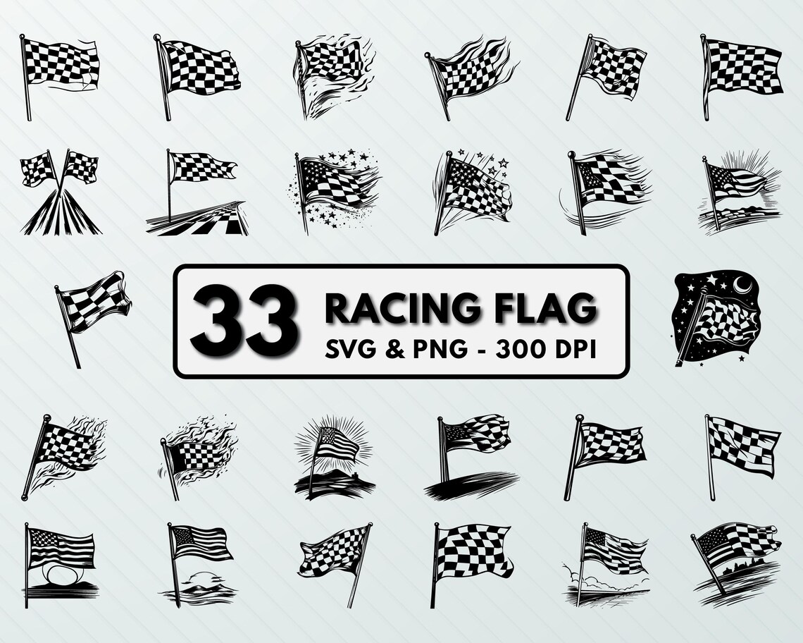 Racing Flag SVG PNG Clipart: Vector Cut Files, Cricut Decal - Etsy