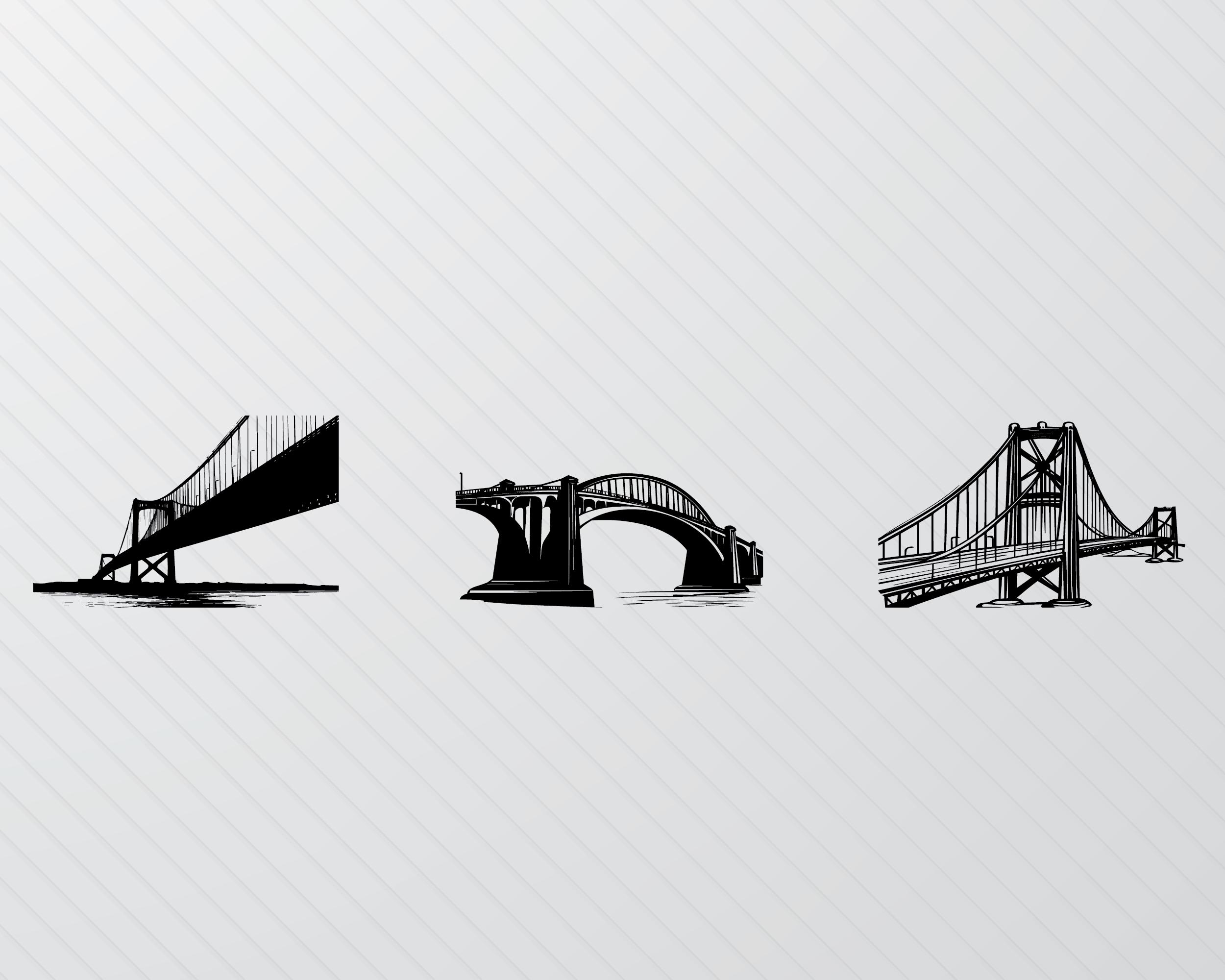 Bridge SVG Bundle: Silhouette Art, Clipart, Vector (digital Download ...