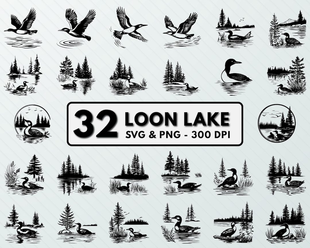 Lake Loon Scene SVG, Lake Life Svg, Beach Monogram Png, Loon Lake ...
