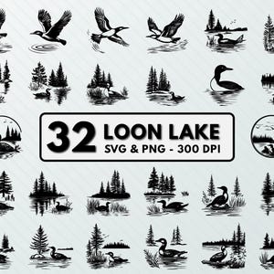 Lake Loon Scene SVG, Lake Life Svg, Beach Monogram Png, Loon Lake ...