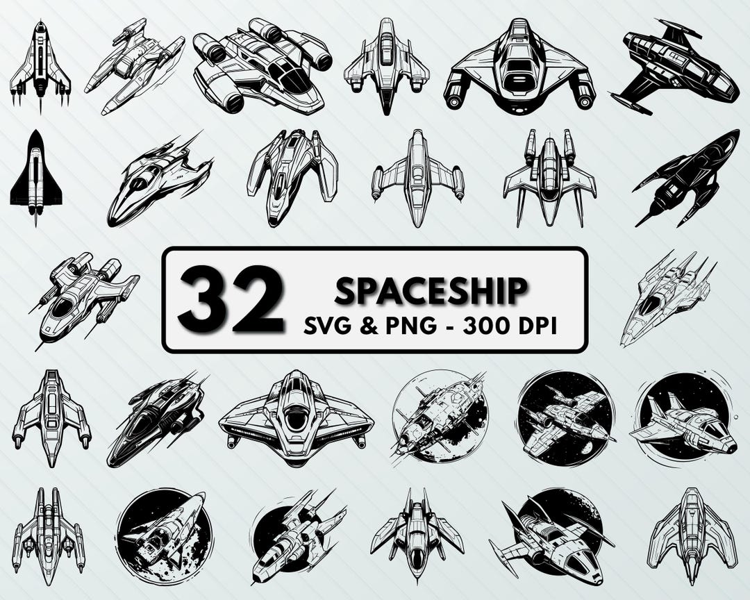 Spaceship SVG PNG Clipart: Vector Art, Decal Cut Files - Etsy