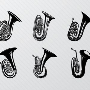 Sousaphone Silhouette Svg Bundle, Tuba Silhouette Cut Files, Tuba ...