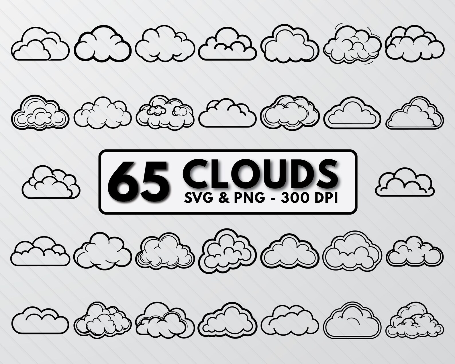 Clouds Silhouette Svg, Clouds Svg Bundle Cut File, Clouds Clipart Png ...
