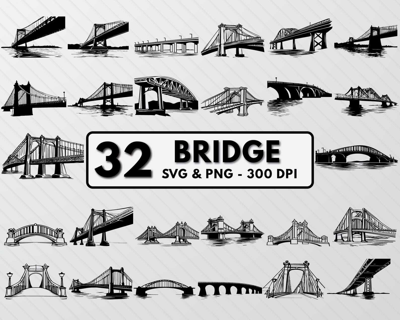Bridge SVG Bundle: Silhouette Art, Clipart, Vector (digital Download ...