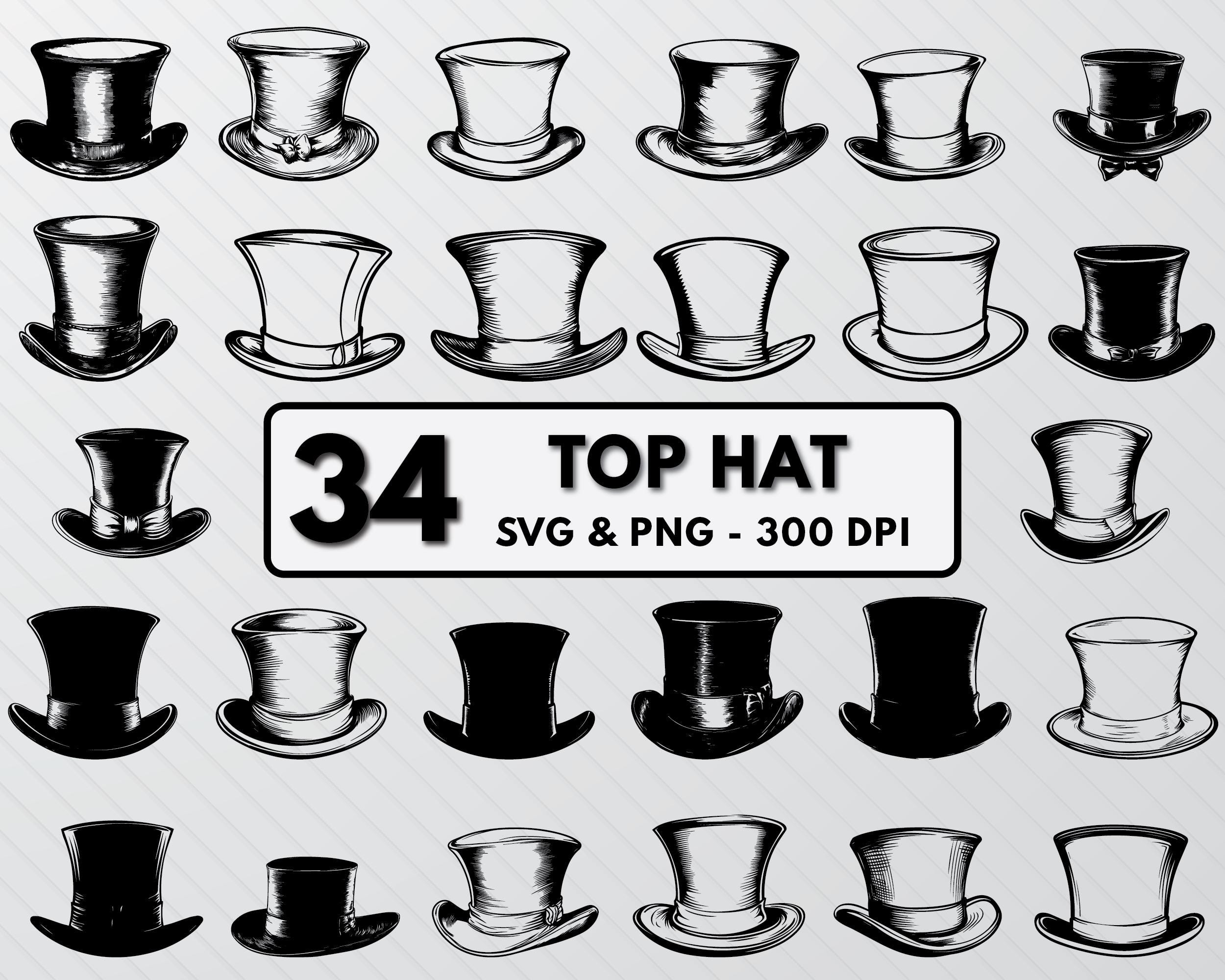 Top Hat Svg Bundle, Top Hat Silhouette, Beaver Felt Hat Svg Vector ...