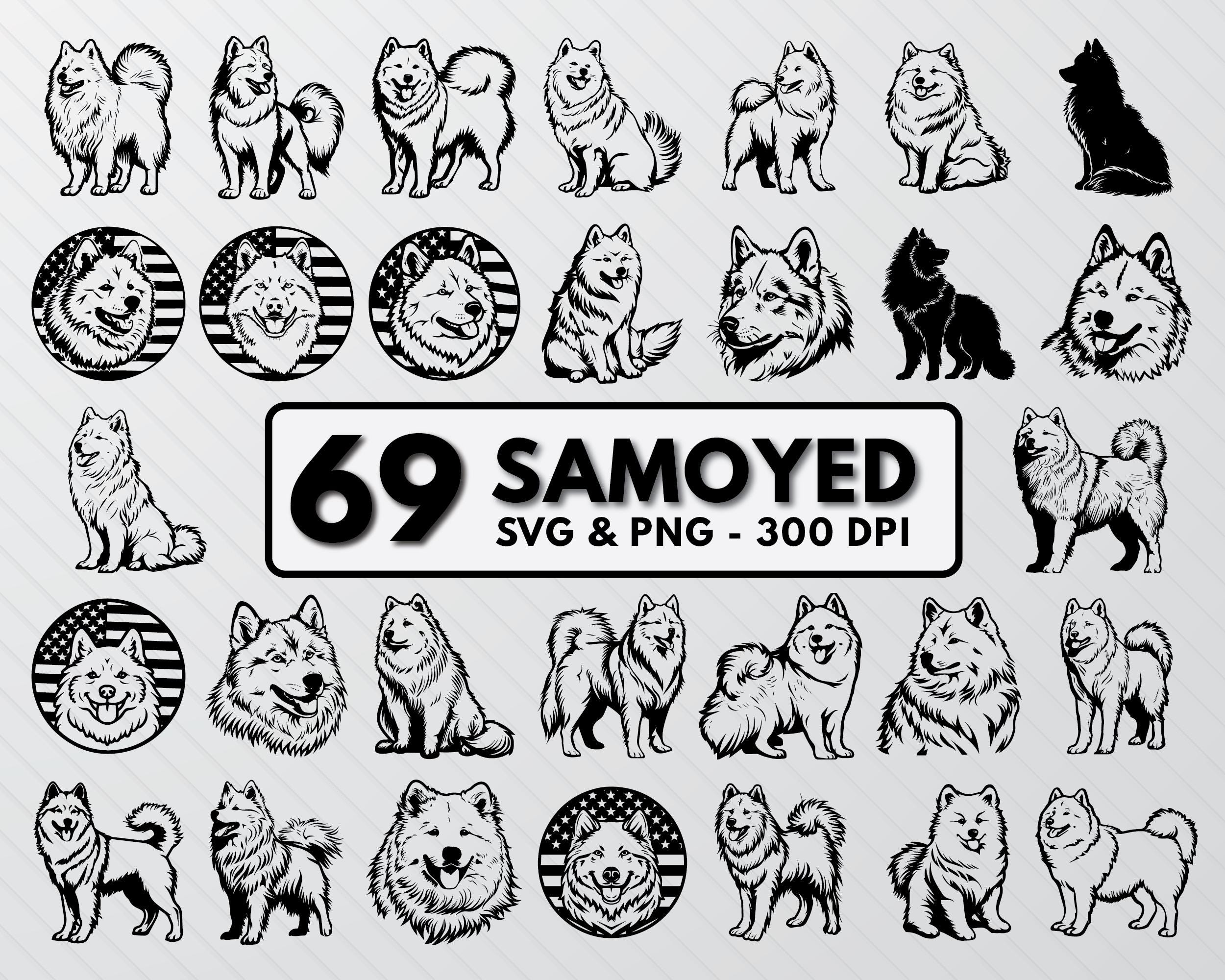 Samoyed Dog Silhouette Svg, Samoyed Svg Bundle Cut Files, Samoyed Dog ...