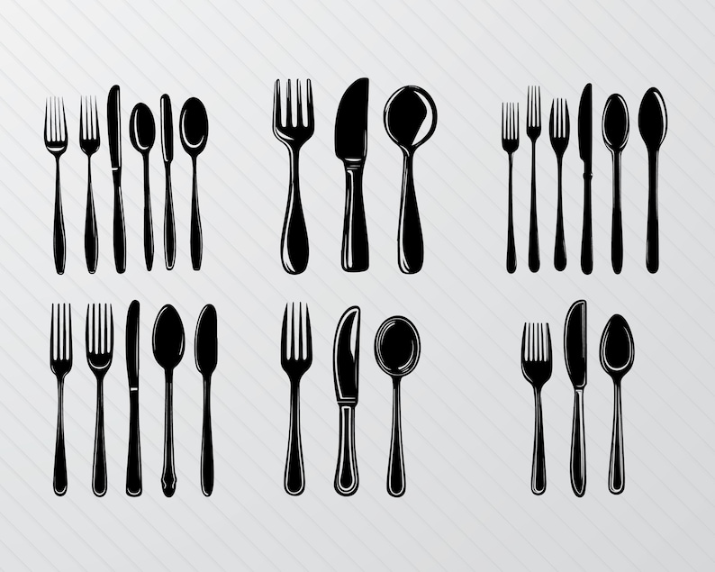 Cutlery Silhouette SVG Bundle: Fork, Spoon, Knife Clipart (PNG, SVG) - Etsy