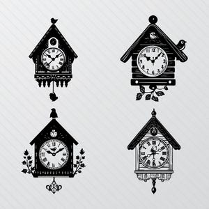 Cuckoo Clock SVG Bundle: German Clipart, Silhouette, Decal (PNG, Cricut ...