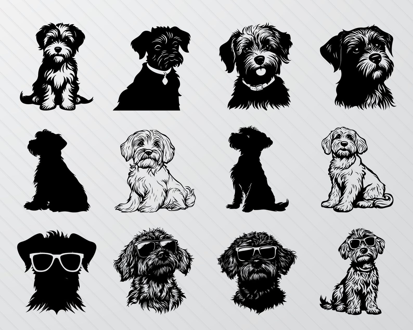 Schnoodle Dog Svg, Schnoodle Silhouette Svg, Dogs Clipart, Schnoodle ...