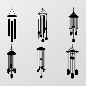 Wind Chime SVG Bundle: Silhouette Vector Design (PNG) - Etsy