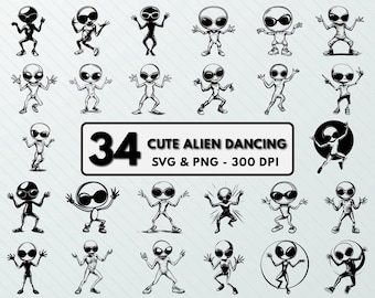 Alien Dancing Svg Alien Dance Png Dancing Alien Clipart Alien Vector ...