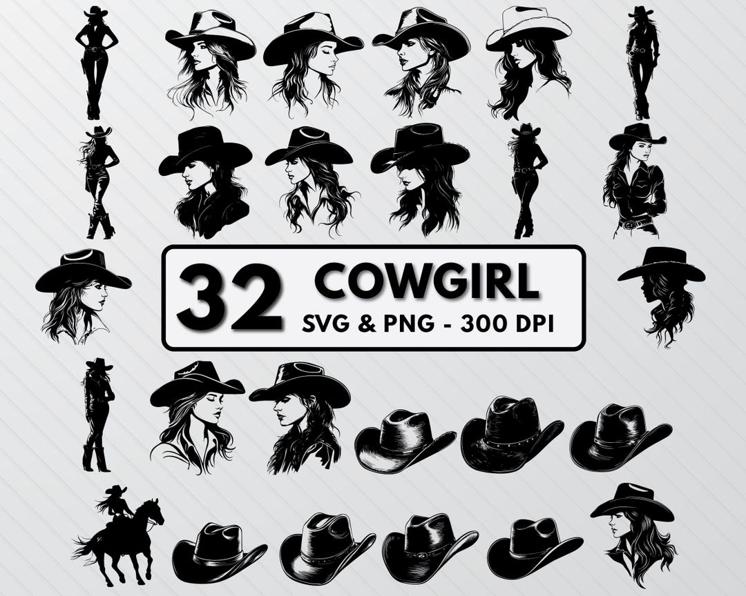 Cowgirl Svg Bundle Cricut, Cowgirl Silhouette Svg, Cowgirl Clipart ...