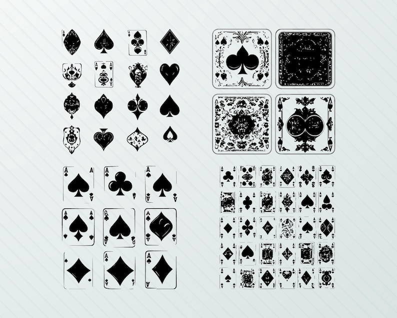 Playing Cards SVG PNG Bundle: Clipart Silhouette (300 DPI) - Etsy