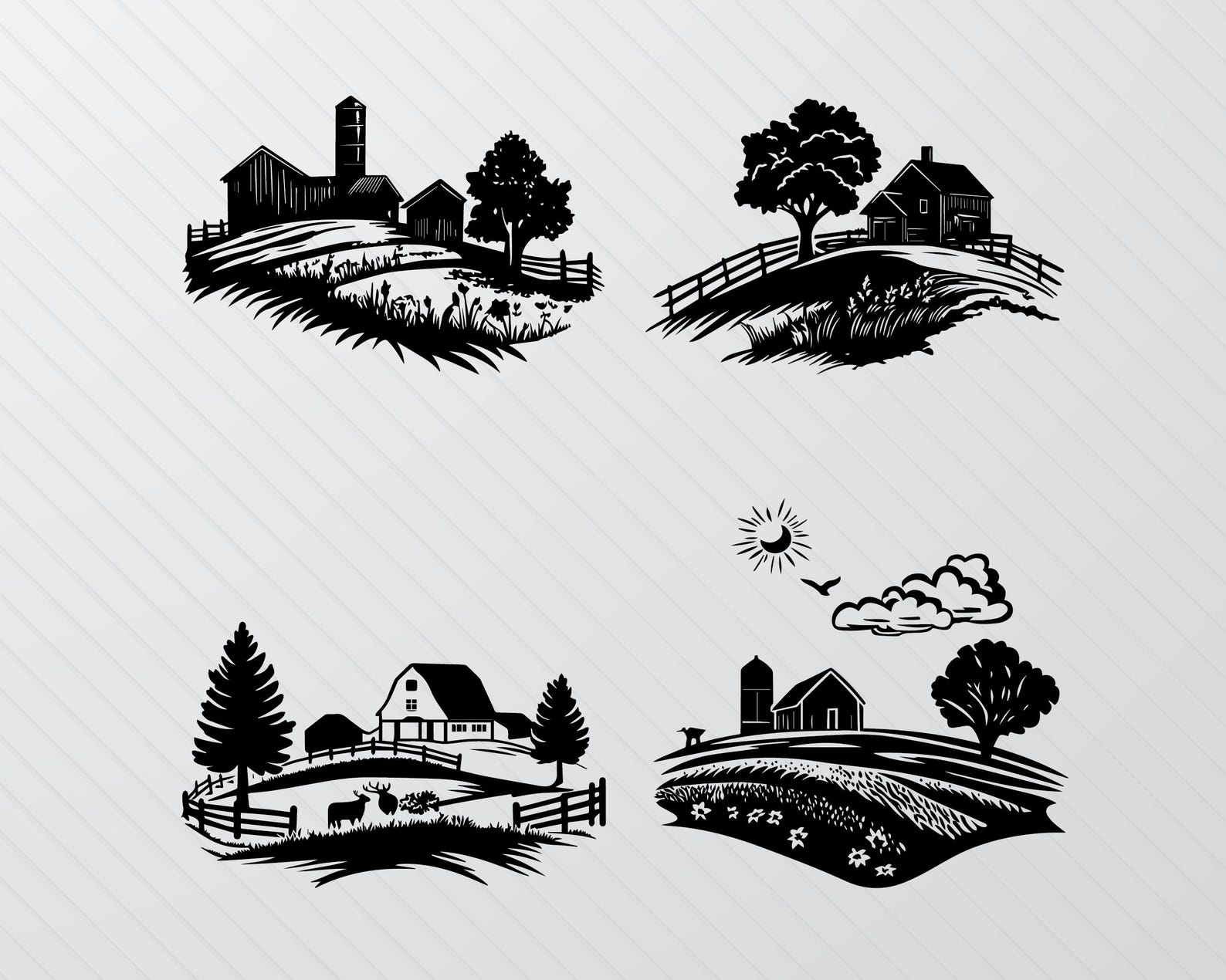 Farm Silhouette SVG Bundle: Vector Art, Logo Clipart (PNG) - Etsy