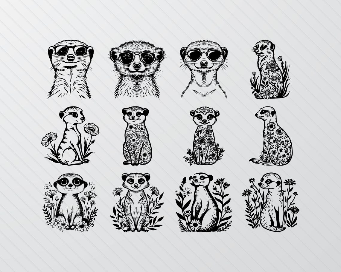 Meerkat Silhouette, Meerkat Svg Bundle, Meerkats Clipart, Meerkat Icon ...