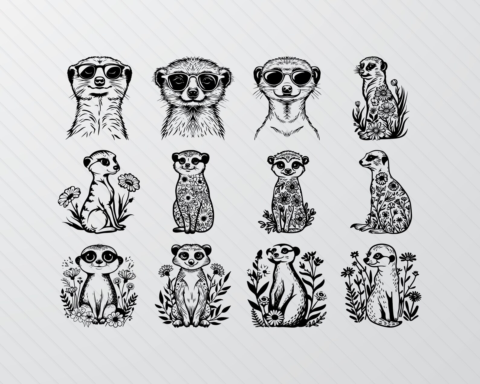 Meerkat Silhouette SVG Bundle: Animal Clipart, Decal, Vector Art (PNG ...